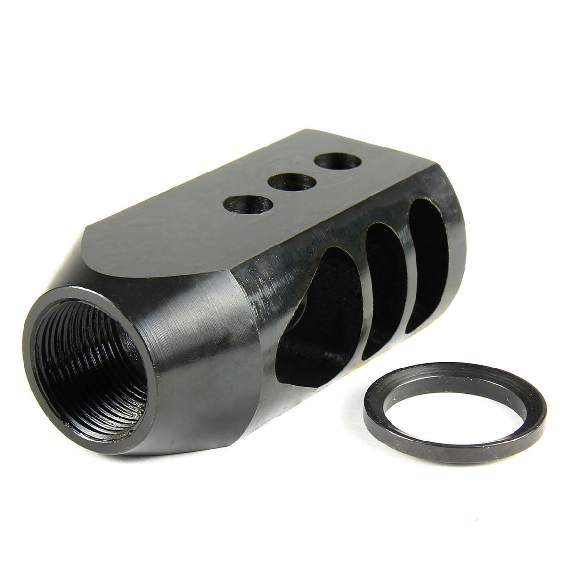 49/64x20 Competition Grade Tanker Muzzle Brake, Steel with Black Phosp ...