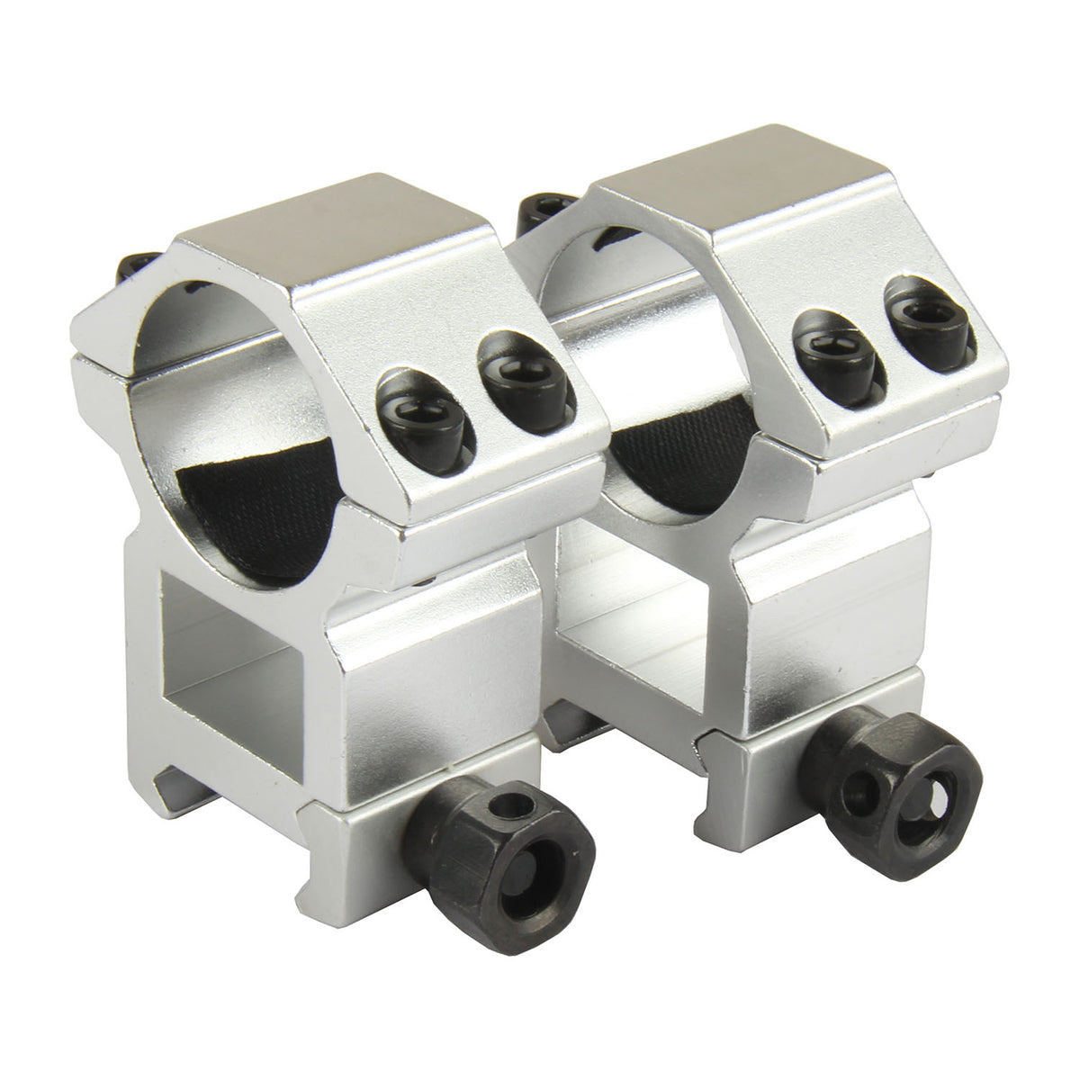 SILVER A Pair 25.4mm / 1 Inch Scope Ring Picatinny weaver Rail Mount ...